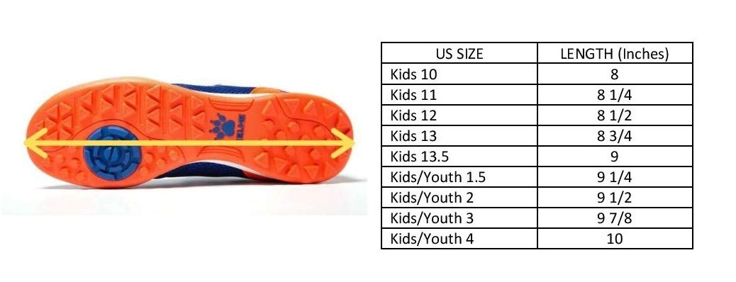 KELME Laceless Soccer Shoes for Kids and Youth – Soccer Cleats Turf or Futsal – Boys/Girls – Indoor or Outdoor Football Boots (Blue/Orange, 4)