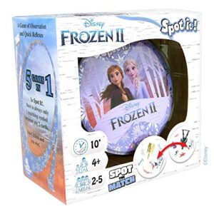 spot it! frozen 2 - lightning-fast observational game with beloved frozen characters! fun matching game for kids, ages 6+, 2-8 players, 15 minute playtime, made by zygomatic