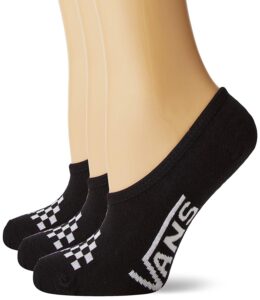 vans - canoodle super no-show socks - 3 pair pack, black/white - women (6.5-10)