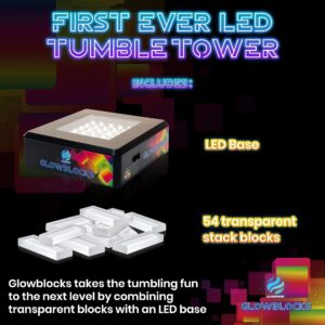 Glowblocks Light-Up Tumbling Tower Game, First Ever LED Building Blocks Stacking Game, Indoor Board Game for Kids and Adults for Family Game Night