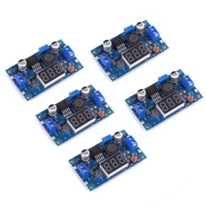 teyleten robot lm2596s lm2596 with led display voltmeter buck converter dc-dc 4.0-40v to 1.25-37v 2a voltage adjustable board step down module power supply module (5pcs)