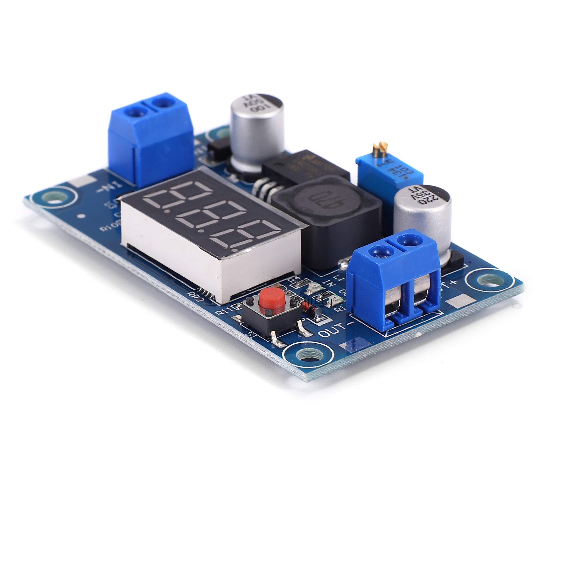 Teyleten Robot LM2596S LM2596 with LED Display Voltmeter Buck Converter DC-DC 4.0-40V to 1.25-37V 2A Voltage Adjustable Board Step Down Module Power Supply Module (5pcs)