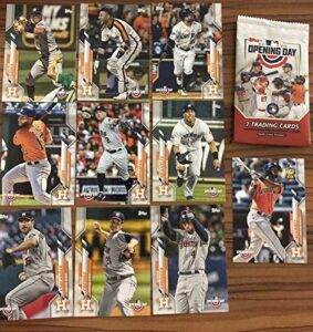 2020 topps opening day baseball houston astros base mlb team set of 10 cards: #55 abraham toro rc 63 yordan alvarez rc 65 justin verlander 89 jose altuve 121 zack greinke 124 carlos correa 134 michael brantley 146 george springer 164 alex bregman 183 yuli