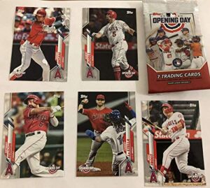 2020 topps opening day baseball los angeles angels base mlb team set of 5 cards: #43 shohei ohtani 44 albert pujols 69 tommy la stella 86 anthony rendon 90 mike trout hand collated from a hobby box comes with free bonus hobby wrapper