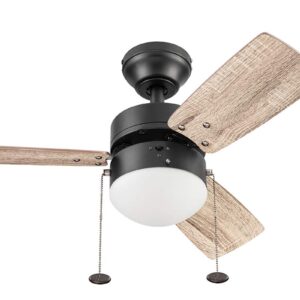 Prominence Home Rawling, 30 Inch Contemporary Indoor LED Ceiling Fan with Light, Pull Chain, Dual Mounting Options, Modern Dual Finish Blades, Reversible Motor - 51587-01 (Bronze)