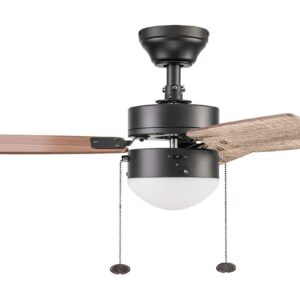 Prominence Home Rawling, 30 Inch Contemporary Indoor LED Ceiling Fan with Light, Pull Chain, Dual Mounting Options, Modern Dual Finish Blades, Reversible Motor - 51587-01 (Bronze)