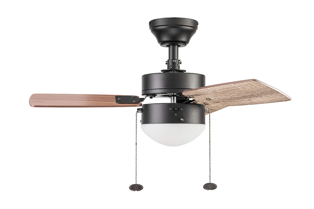 Prominence Home Rawling, 30 Inch Contemporary Indoor LED Ceiling Fan with Light, Pull Chain, Dual Mounting Options, Modern Dual Finish Blades, Reversible Motor - 51587-01 (Bronze)