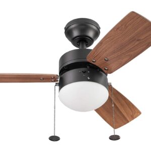 Prominence Home Rawling, 30 Inch Contemporary Indoor LED Ceiling Fan with Light, Pull Chain, Dual Mounting Options, Modern Dual Finish Blades, Reversible Motor - 51587-01 (Bronze)