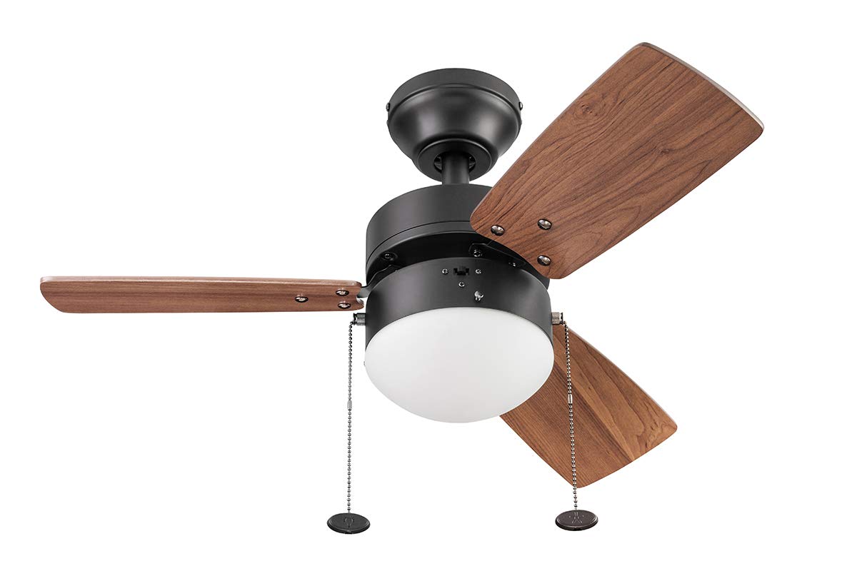 Prominence Home Rawling, 30 Inch Contemporary Indoor LED Ceiling Fan with Light, Pull Chain, Dual Mounting Options, Modern Dual Finish Blades, Reversible Motor - 51587-01 (Bronze)