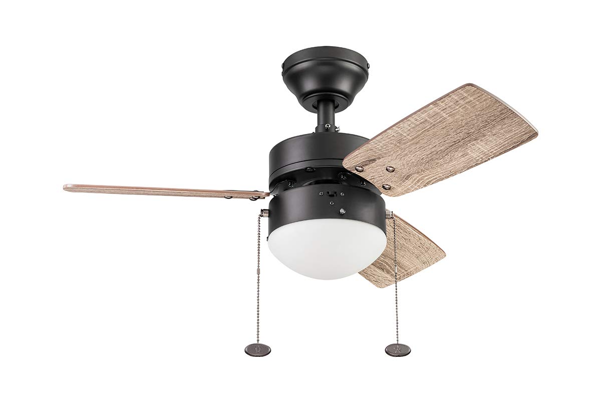 Prominence Home Rawling, 30 Inch Contemporary Indoor LED Ceiling Fan with Light, Pull Chain, Dual Mounting Options, Modern Dual Finish Blades, Reversible Motor - 51587-01 (Bronze)