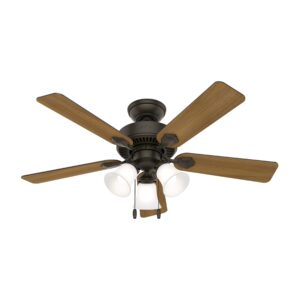 hunter fan company, 50881, 44 inch swanson new bronze ceiling fan with led light kit and pull chain