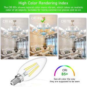 winshine E12 Candelabra LED Bulbs Dimmable 4000K Daylight 60W Equivalent,Type B Light Bulb for Chandelier, C35 Ceiling Fan Light Bulb Clear Glass,600LM,6 Pack