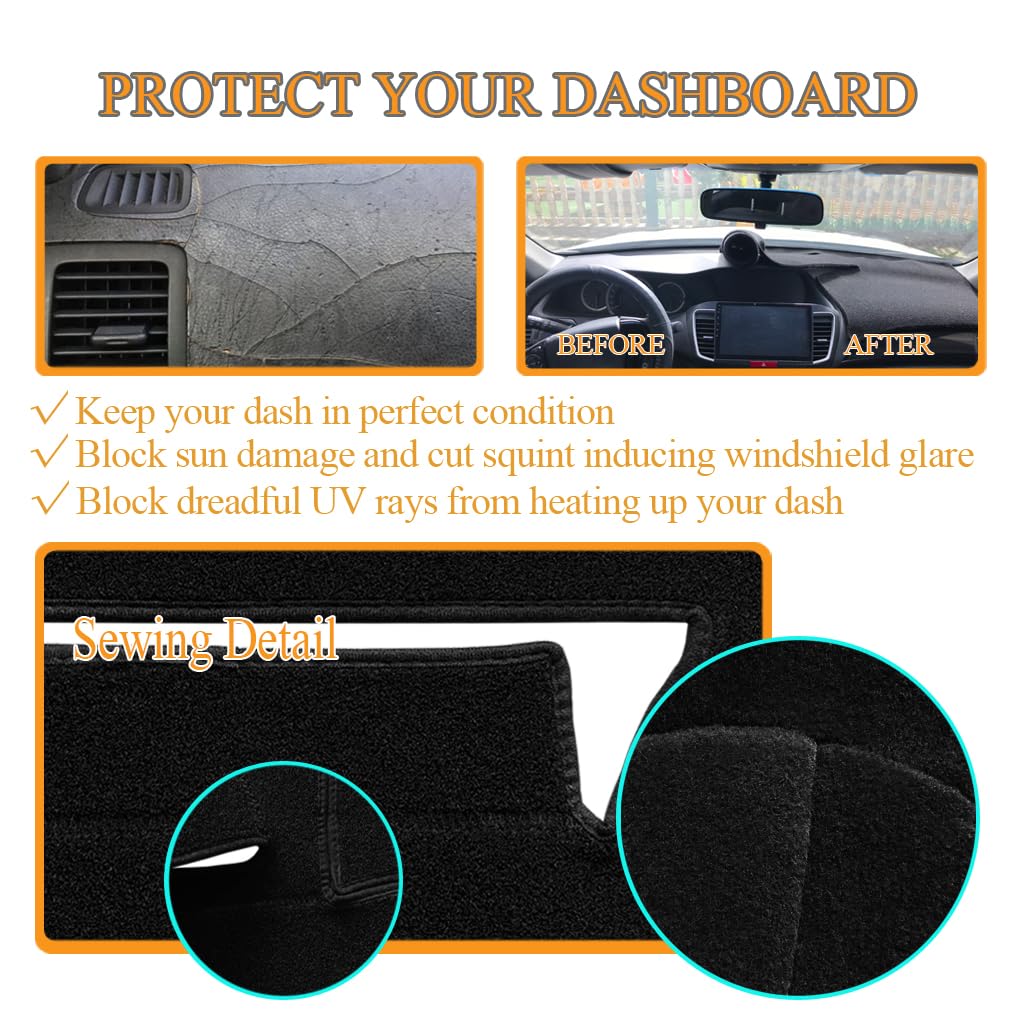 Yiz Dashboard Cover Dash Cover Mat Fit for Ford F150 F250 F350 Bronco 1992 1993 1994 1995 1996 1997 (Black) J20