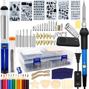 wood burning kit 95pcs, west bay soldering pen with adjustable on-off switch control temperature wood burning tool for embossing/carving/soldering tips/carrying box