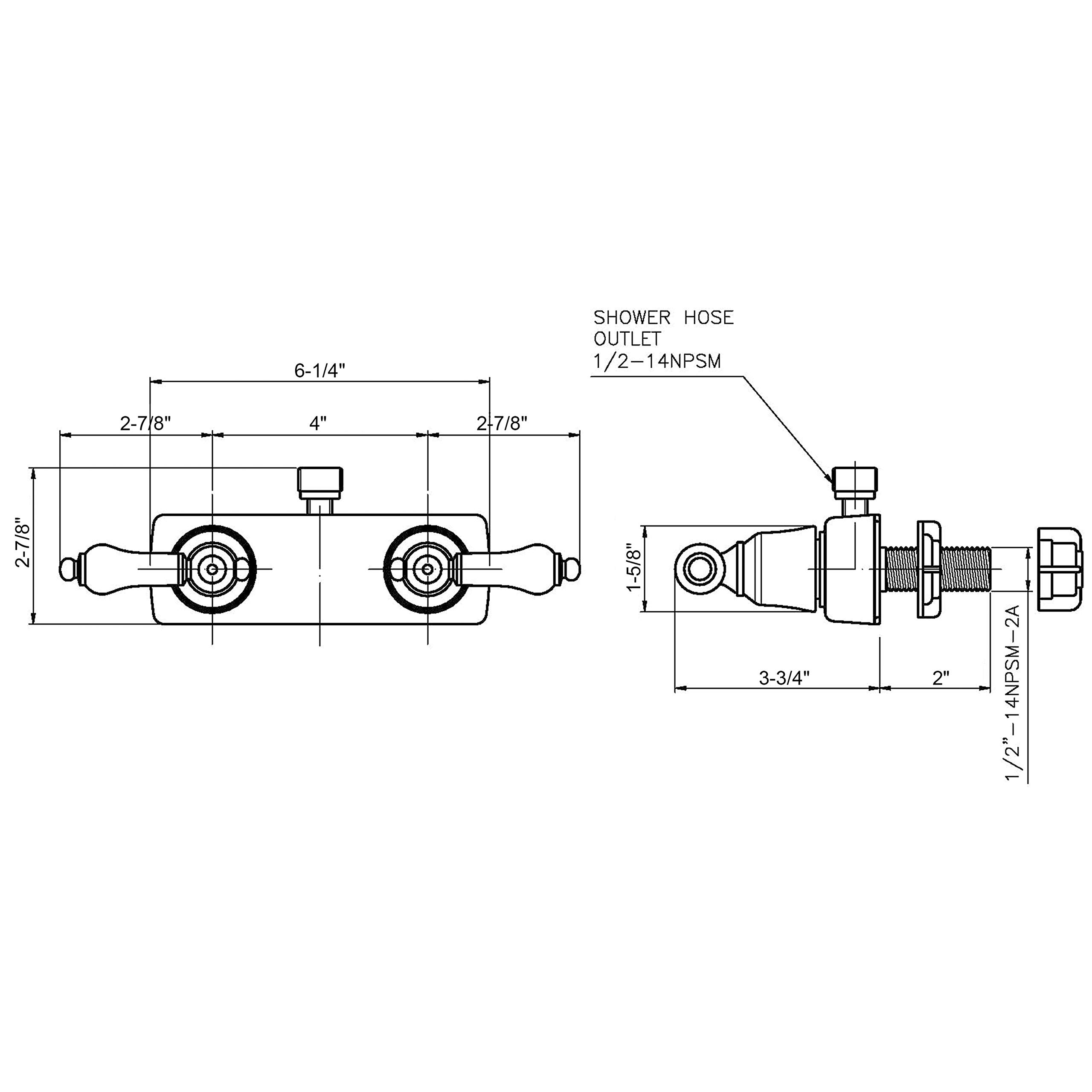 Laguna Brass 3221BN RV/Motorhome Replacement Non-Metallic Two Handle Shower Faucet Valve Diverter Brushed Nickel Finish