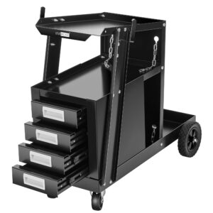 vivohome rolling welding cart with 4 drawers upgraded wheels and tank storage for tig mig welder and plasma cutter