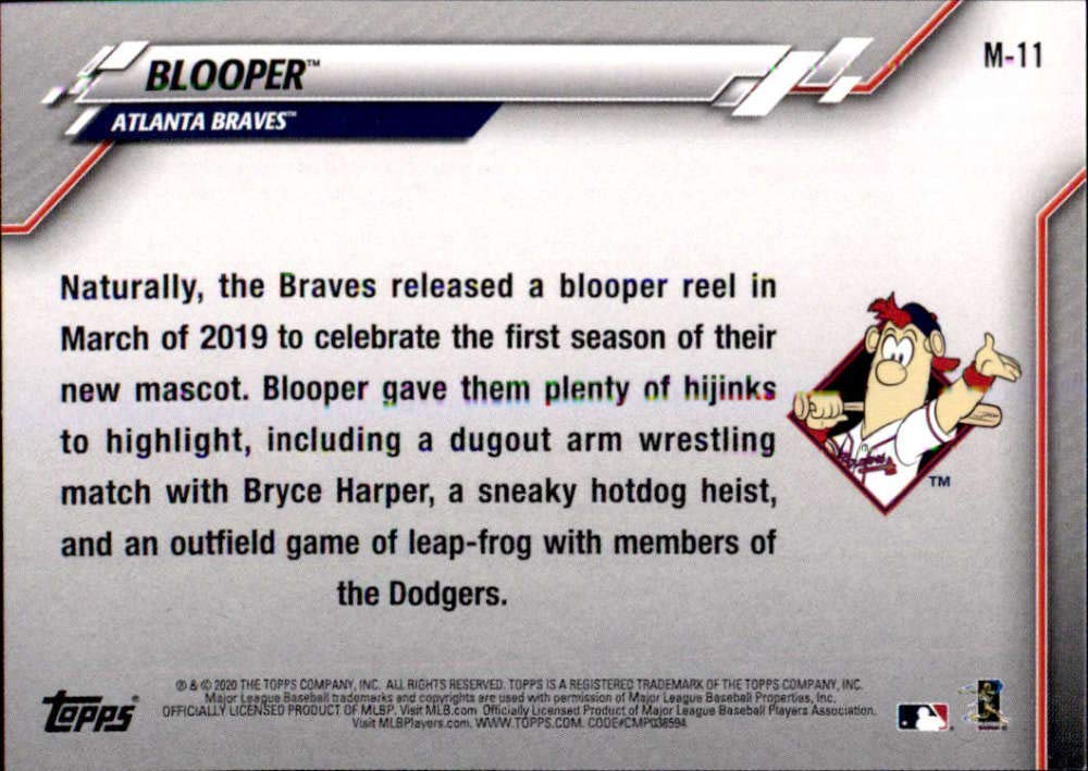 2020 Topps Opening Day Mascots #M-11 Blooper Atlanta Braves MLB Baseball Trading Card