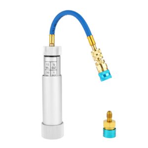 aupoko ac oil injector kit, r134a oil injector with r1234yf low side quick coupler, hvac dye oil injector with 1/4" sae connector, for r134a r22 r12 r1234yf refrigerant system