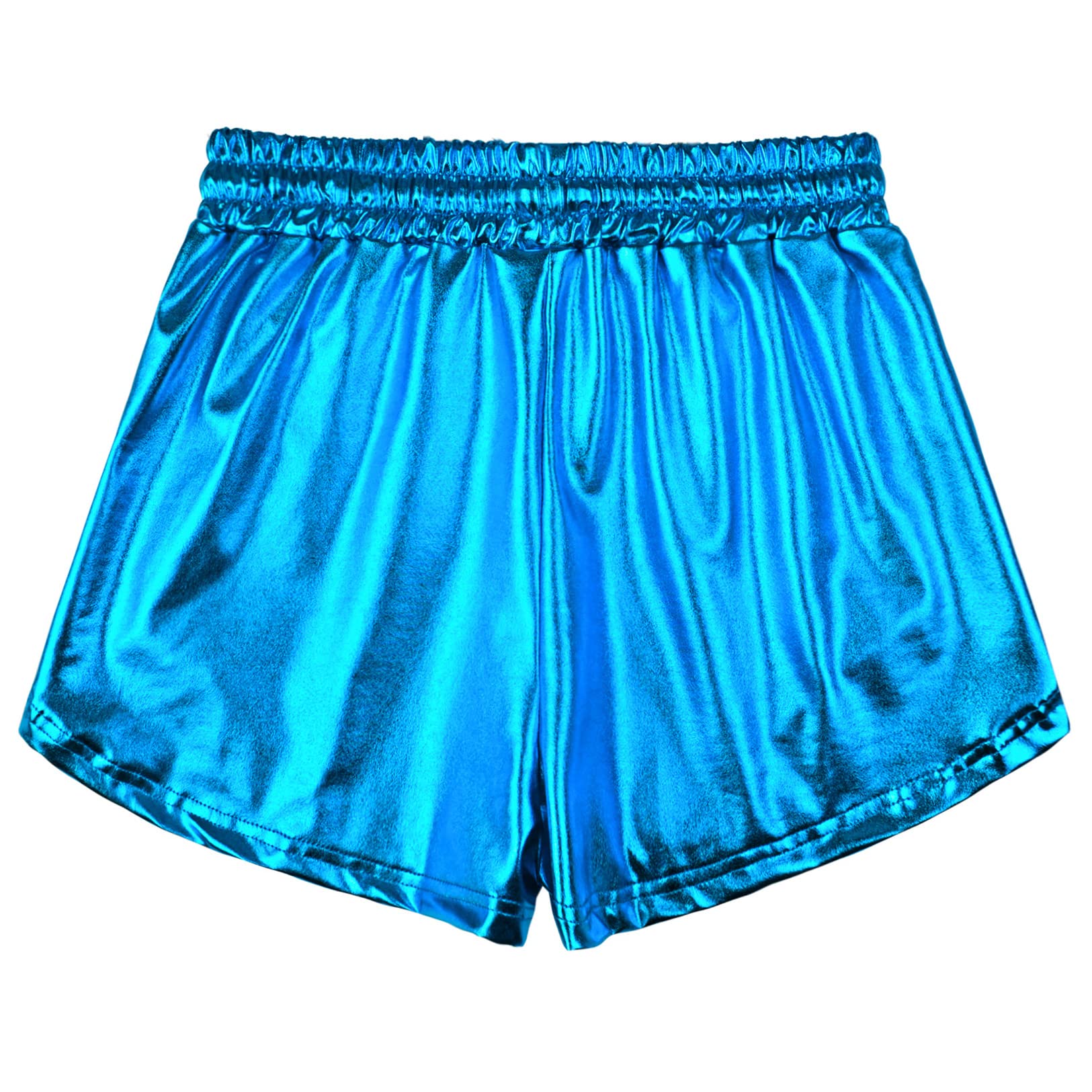 Metallic Shorts for Women Neon Shorts Rave Bottom Shiny Yoga Elastic Waist Pant