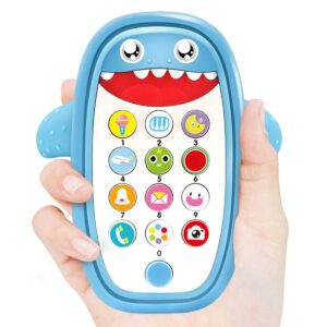 baby musical toys,baby shark phone toys with light and sound, teething phone toy for babies - play and learn for children and toddlers