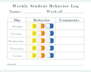 student behavior weekly log