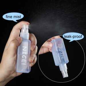 Spray Bottles 50ML(1.7oz), 4 Pack Empty Plastic Mini Travel Bottle Set with Fine Mist Portable Refillable Makeup Cosmetic Atomizer Travel Size Bottle for Perfume, Cosmetic, Skincare, Aromatherapy