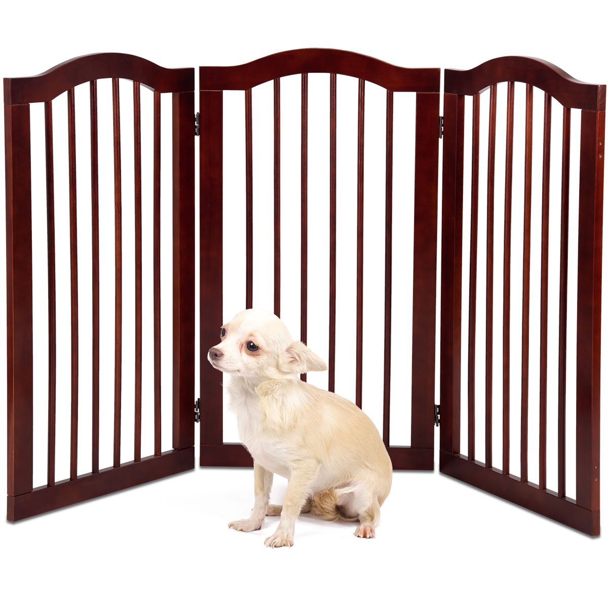 PETSITE Dog Gate Wooden Pet Puppy Dog Safety Gate Fence 3-Panel Folding Dog Gate Barrier, 36" High