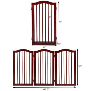 PETSITE Dog Gate Wooden Pet Puppy Dog Safety Gate Fence 3-Panel Folding Dog Gate Barrier, 36" High