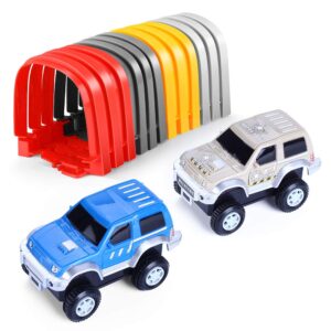 quoxo tracks cars only replacement track set compatible with most car tracks for kids boys and girls (turnnel + 2car)