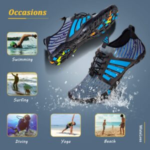 WateLves Water Shoes Mens Womens Beach Swim Shoes Quick-Dry Aqua Socks Pool Shoes for Surf Yoga Water Aerobics (B/Blue Gray, 41)