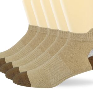 HaloYIYI Men's 5 Pack Low Cut Ankle Athletic Socks Performance Running Sports Socks (Beige, 10-13|US Men's Shoe Size 6-10)