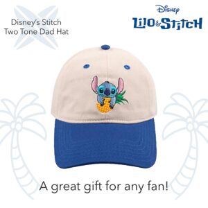 Concept One Unisex Adult Disney Stitch Adjustable Baseball Cap, with Curved Brim Dad Hat, Navy - Pineapple, One Size US