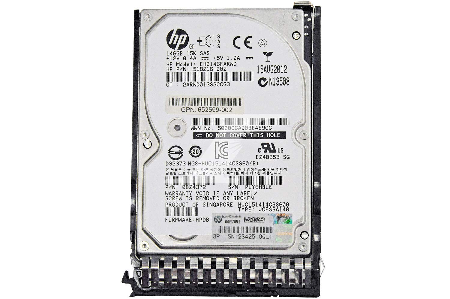 HPE HP 653950-001 146GB 15K 6Gbps 2.5" SAS Internal Hard Drive