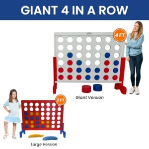 Bolaball Giant 4 in a Row Outdoor Wooden Game with Travel Bag, Extra Large Family Fun Lawn & Yard Games, Jumbo Game for Adults & Kids (Tabletop - Pack of 1)