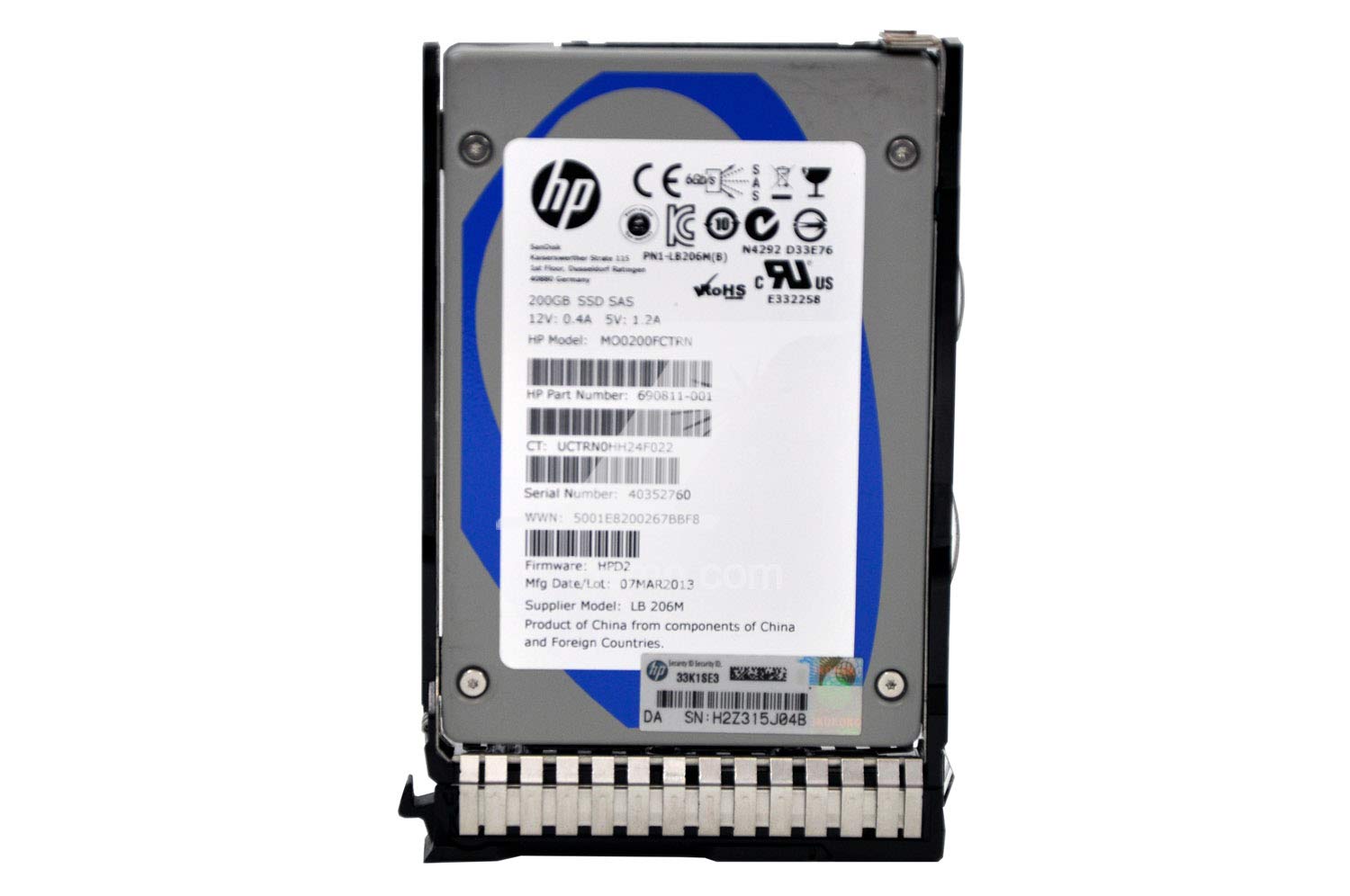 HPE HP 691025-001 200GB 6Gbps ME 2.5" SFF SAS SSD Solid State Drive