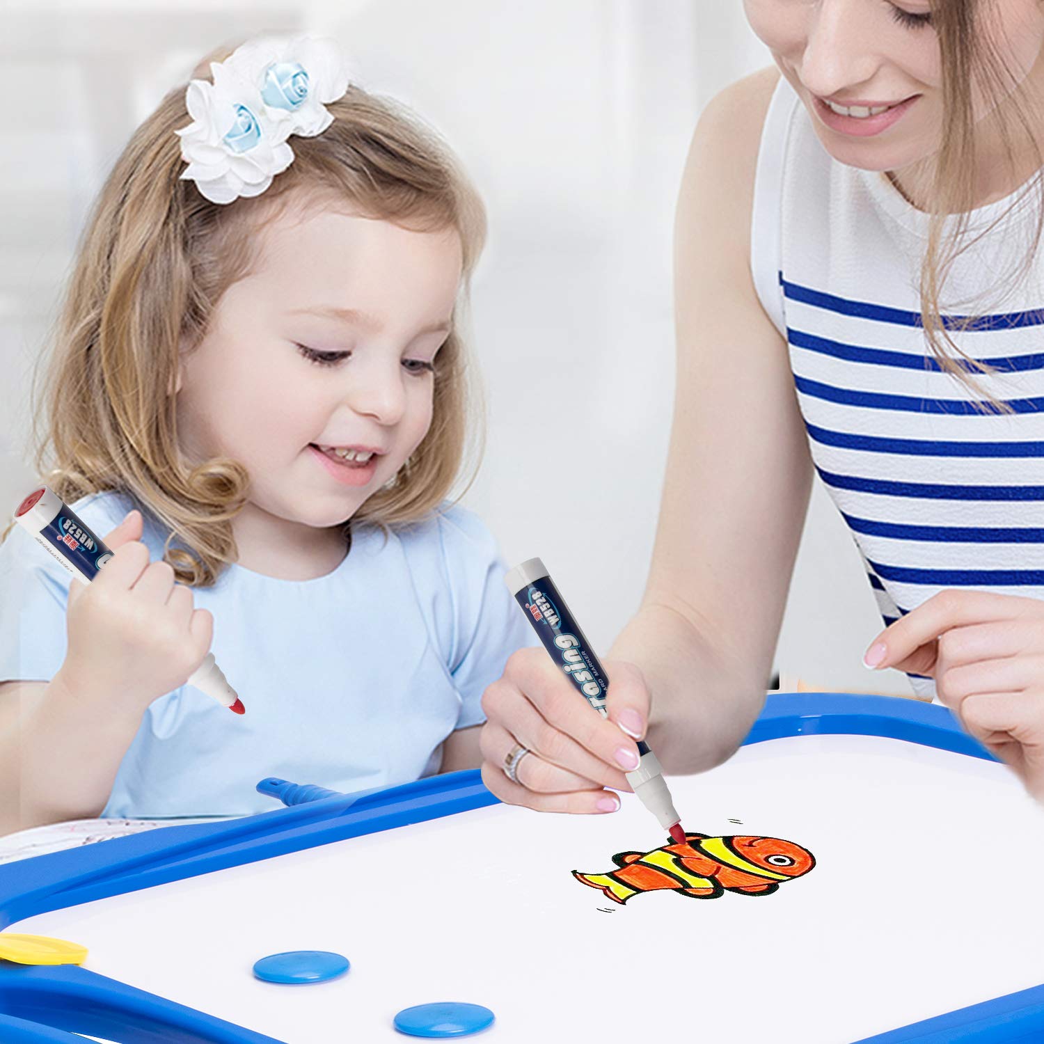 Easel for Kids, Double Sided Dry Erase Board and Chalkboard, Height Adjustable Drawing Board with Painting Accessories for Toddlers Boys and Girls