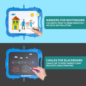 Easel for Kids, Double Sided Dry Erase Board and Chalkboard, Height Adjustable Drawing Board with Painting Accessories for Toddlers Boys and Girls