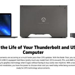 AKiTiO Node Titan Thunderbolt 3 External GPU Enclosure (eGPU), Aluminum, 85W Charging, up to six 4K displays, 650W PSU, Thunderbolt Cable, Compatible with Thunderbolt 3 Equipped Mac and PC