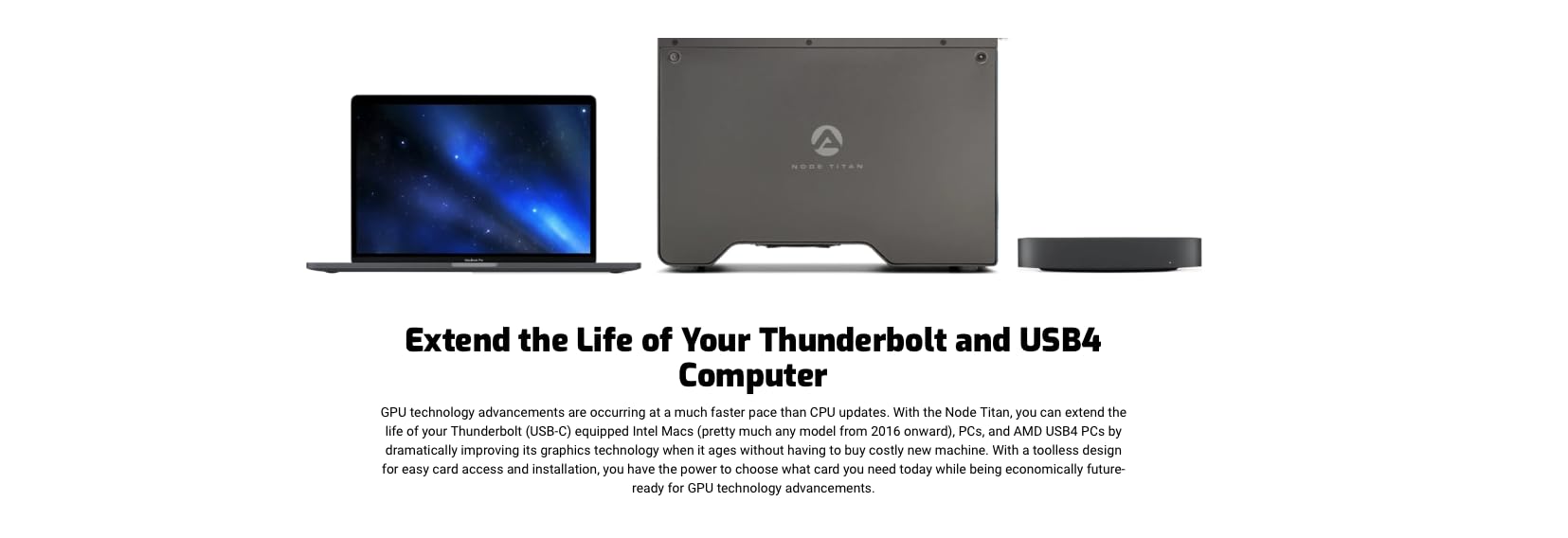 AKiTiO Node Titan Thunderbolt 3 External GPU Enclosure (eGPU), Aluminum, 85W Charging, up to six 4K displays, 650W PSU, Thunderbolt Cable, Compatible with Thunderbolt 3 Equipped Mac and PC