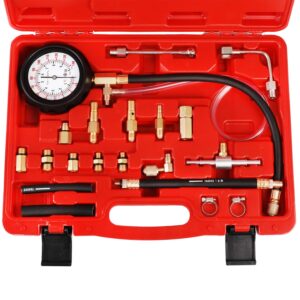 jifetor fuel injection pump pressure tester gauge kit, car gasoline gas fuel oil injector test manometer tool set 0-140psi, universal for auto truck suv motorcycle atv rv