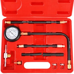 jifetor fuel injection pump pressure tester gauge kit, car gasoline gas fuel oil injector test manometer tool set 0-100psi, universal for auto truck suv motorcycle atv rv