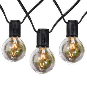 vmanoo outdoor g40 globe patio string lights with 55 clear bulbs (5 spare) for backyard porch bistro decks indoor outdoor gardens homes wedding party lawn patio xmas tree waterproof 50ft black wire