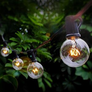 VMANOO Outdoor G40 Globe Patio String Lights with 55 Clear Bulbs (5 Spare) for Backyard Porch Bistro Decks Indoor Outdoor Gardens Homes Wedding Party Lawn Patio Xmas Tree Waterproof 50Ft Black Wire