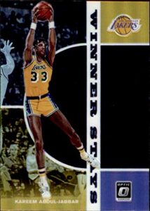 2019-20 donruss optic winner stays purple #3 kareem abdul-jabbar los angeles lakers basketball card