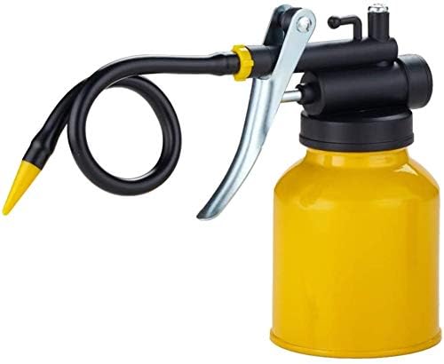 Multipurpose Metal Oil Can,Oil Can Pump Oiler with 2 Spout for All Lubrication Need of Car, Bikes and Machines -8 oz.Yellow Oil Can Capacity