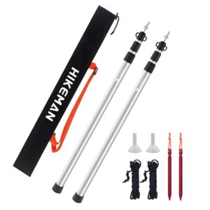 hikeman set of 2 tarp poles adjustable aluminum telescoping tarp poles, lightweight canopy poles portable tent poles for outdoor camping backpacking awning