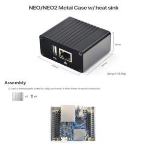 youyeetoo NanoPi NEO/NEO2/ZERO/NEO2 Black Demoboard Metal Case Heat Sink Outer Box case