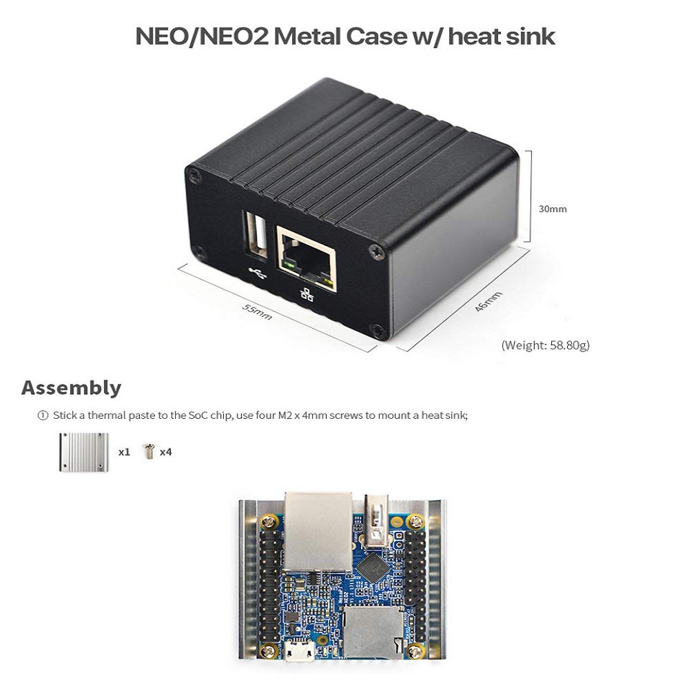 youyeetoo NanoPi NEO/NEO2/ZERO/NEO2 Black Demoboard Metal Case Heat Sink Outer Box case