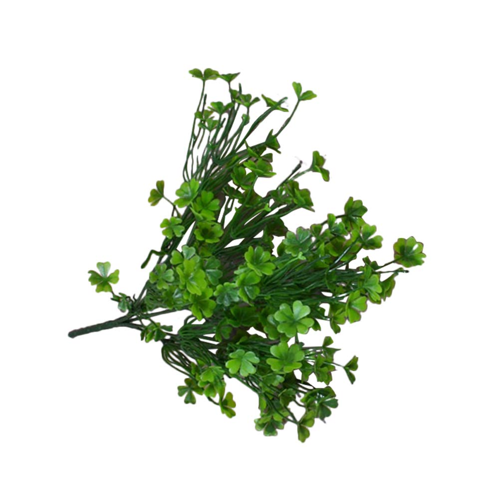 Artificial Clover Bushes Fake Plastic Greenery Plant Artificial Landscaping Shrubs Flowers Filler for Party Wedding Indoor Outside Office (Green)