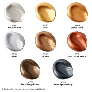 ARTEZA Metallic Acrylic Paint, 8 Metallic Colors in 4.06 ounce Tubes, Non Toxic Artist Paints for Hobby Painters, Art Supplies for Canvas Painting